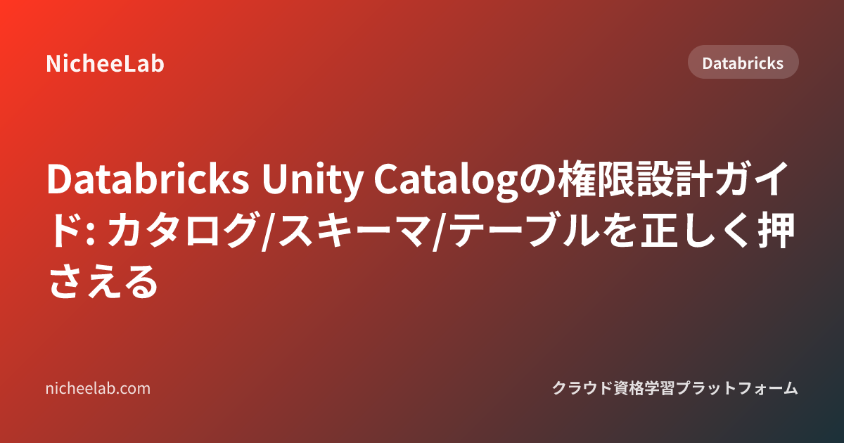 Databricks Unity Catalogの権限設計ガイド: カタログ/スキーマ/テーブルを正しく押さえる