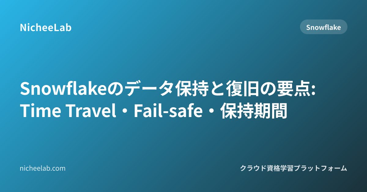 Snowflakeのデータ保持と復旧の要点: Time Travel・Fail-safe・保持期間