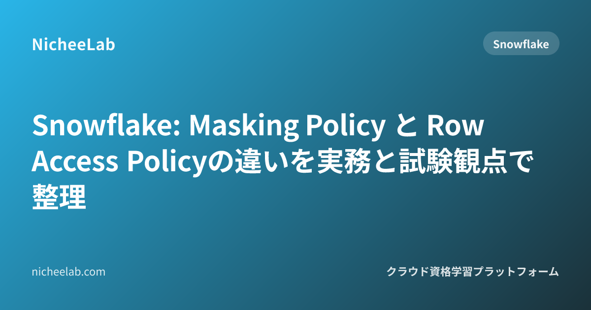 Snowflake: Masking Policy と Row Access Policyの違いを実務と試験観点で整理